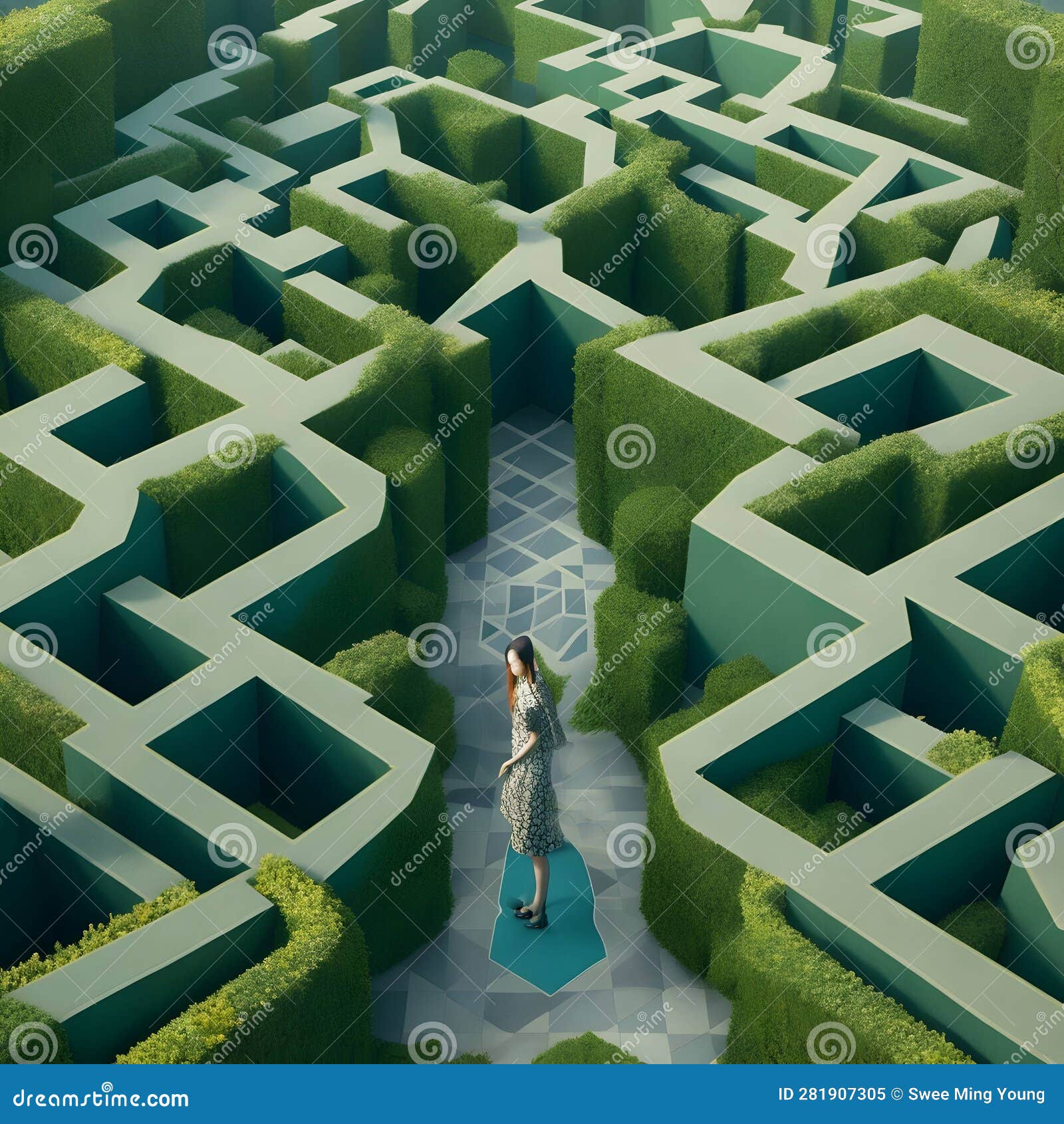 Dwarfed by a Towering 3D Hedge Maze Environment Which Inspired by the ...