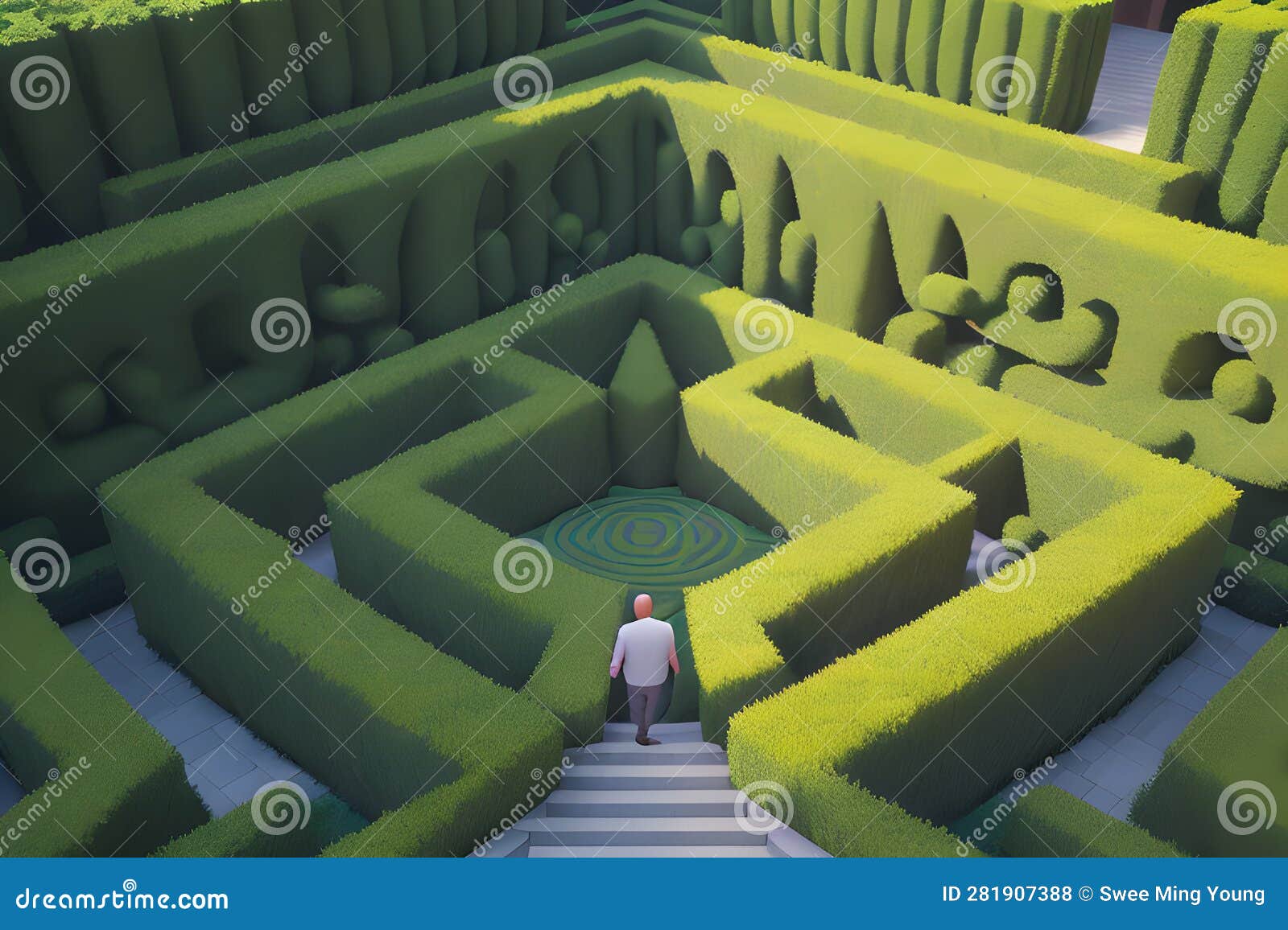 Dwarfed by a Towering 3D Hedge Maze Environment Which Inspired by the ...