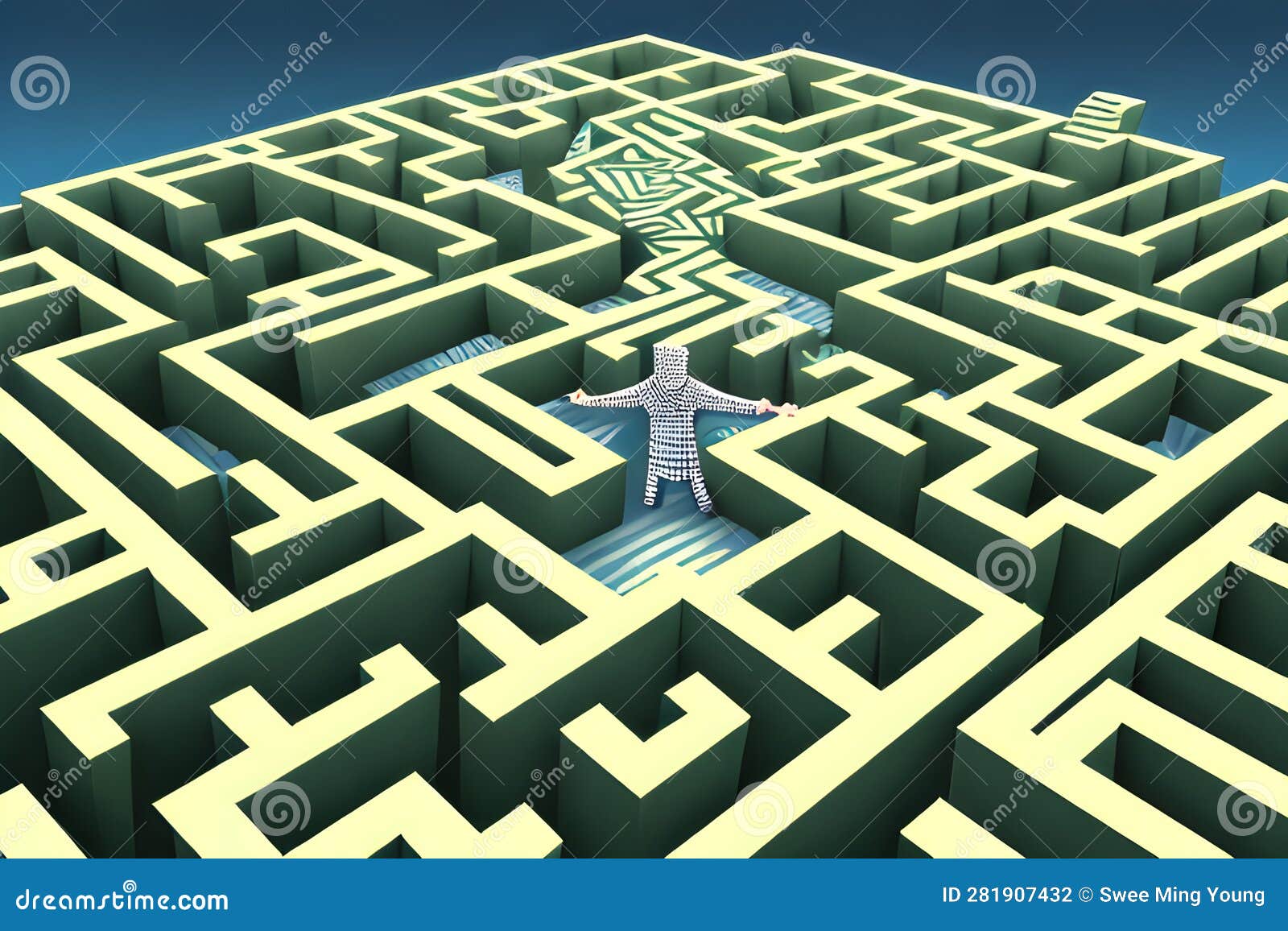 Dwarfed by a Towering 3D Hedge Maze Environment Which Inspired by the ...