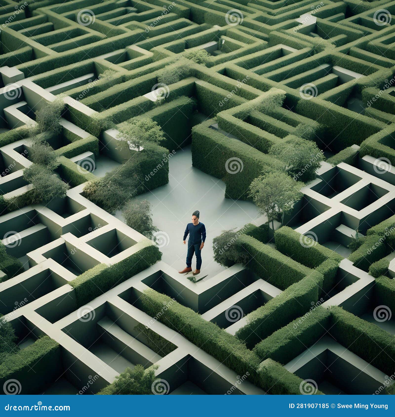 Dwarfed by a Towering 3D Hedge Maze Environment Which Inspired by the ...