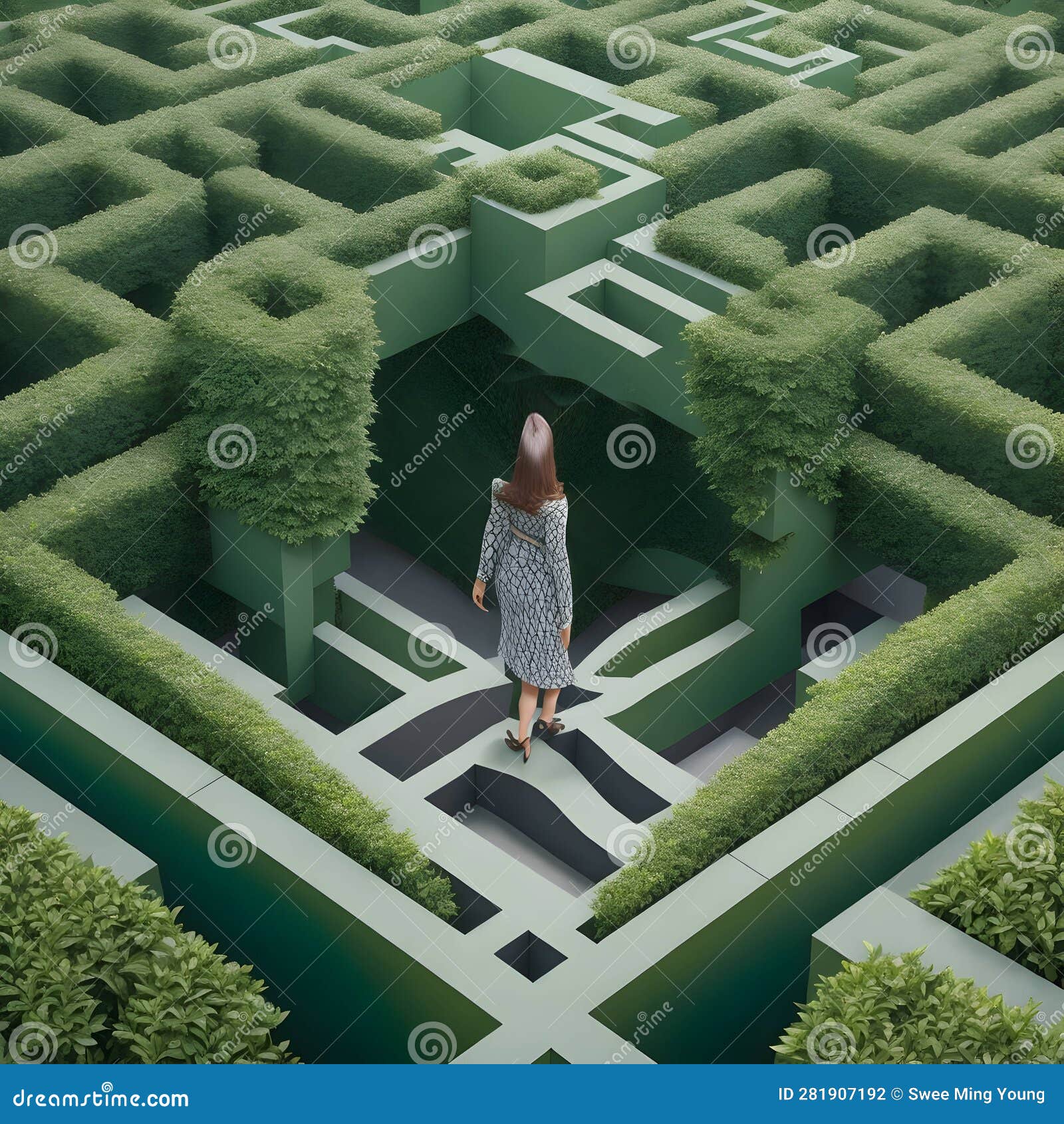 Dwarfed by a Towering 3D Hedge Maze Environment Which Inspired by the ...