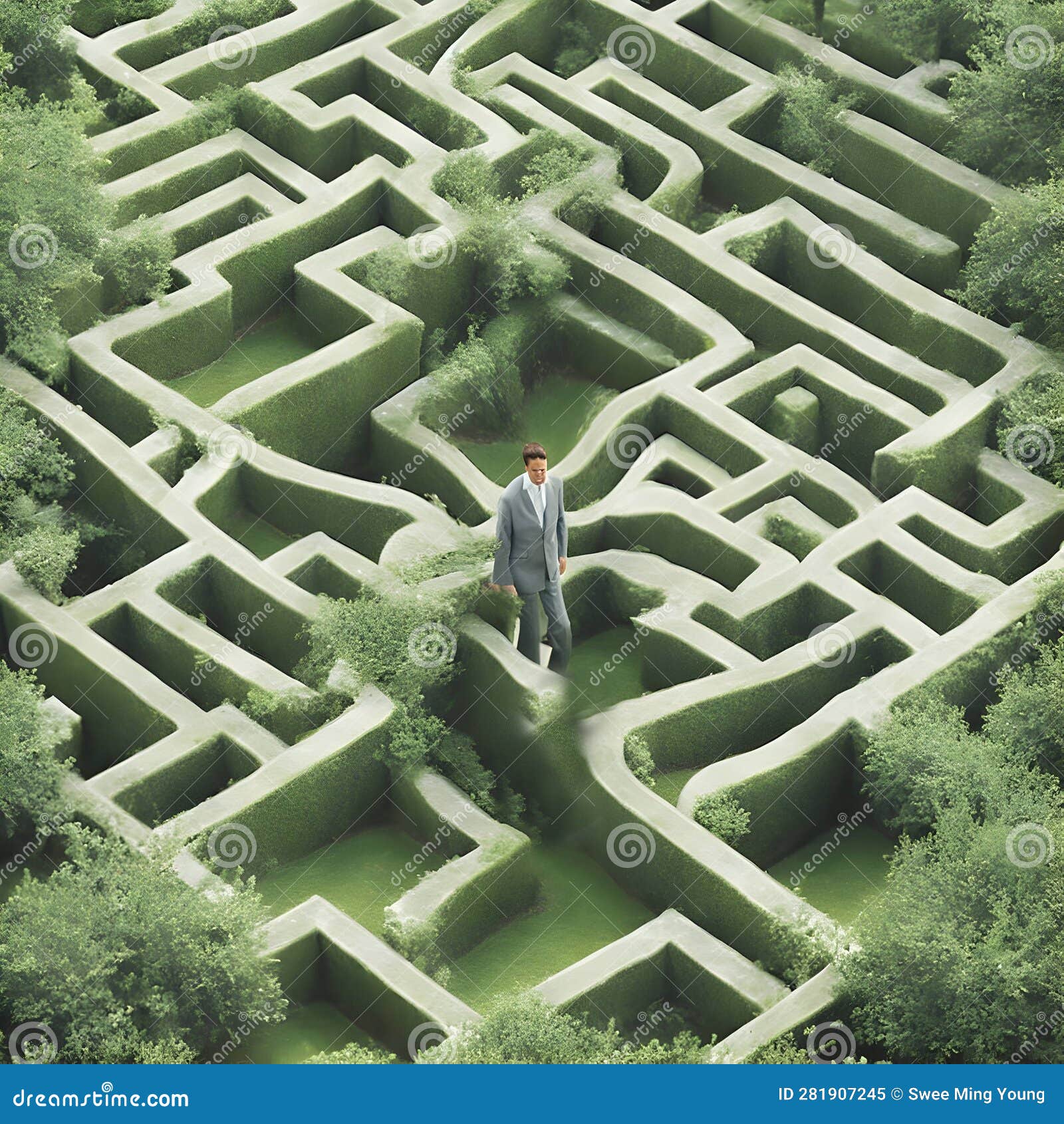Dwarfed by a Towering 3D Hedge Maze Environment Which Inspired by the ...