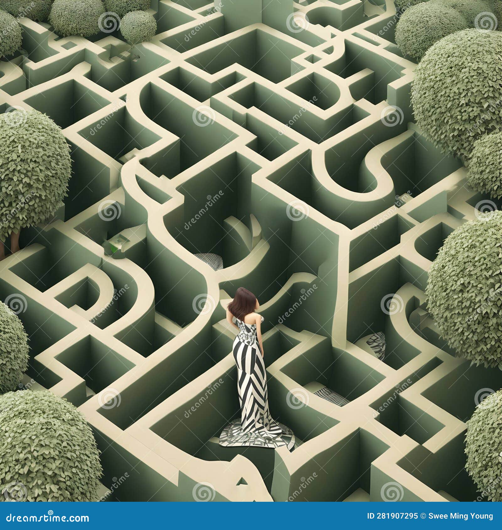 Dwarfed by a Towering 3D Hedge Maze Environment Which Inspired by the ...