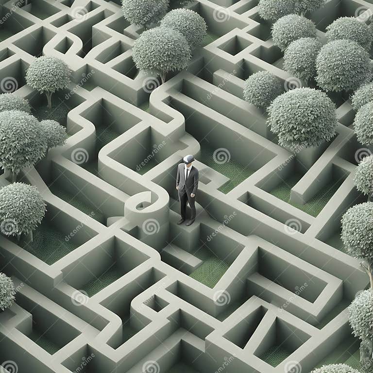 Dwarfed by a Towering 3D Hedge Maze Environment Which Inspired by the ...