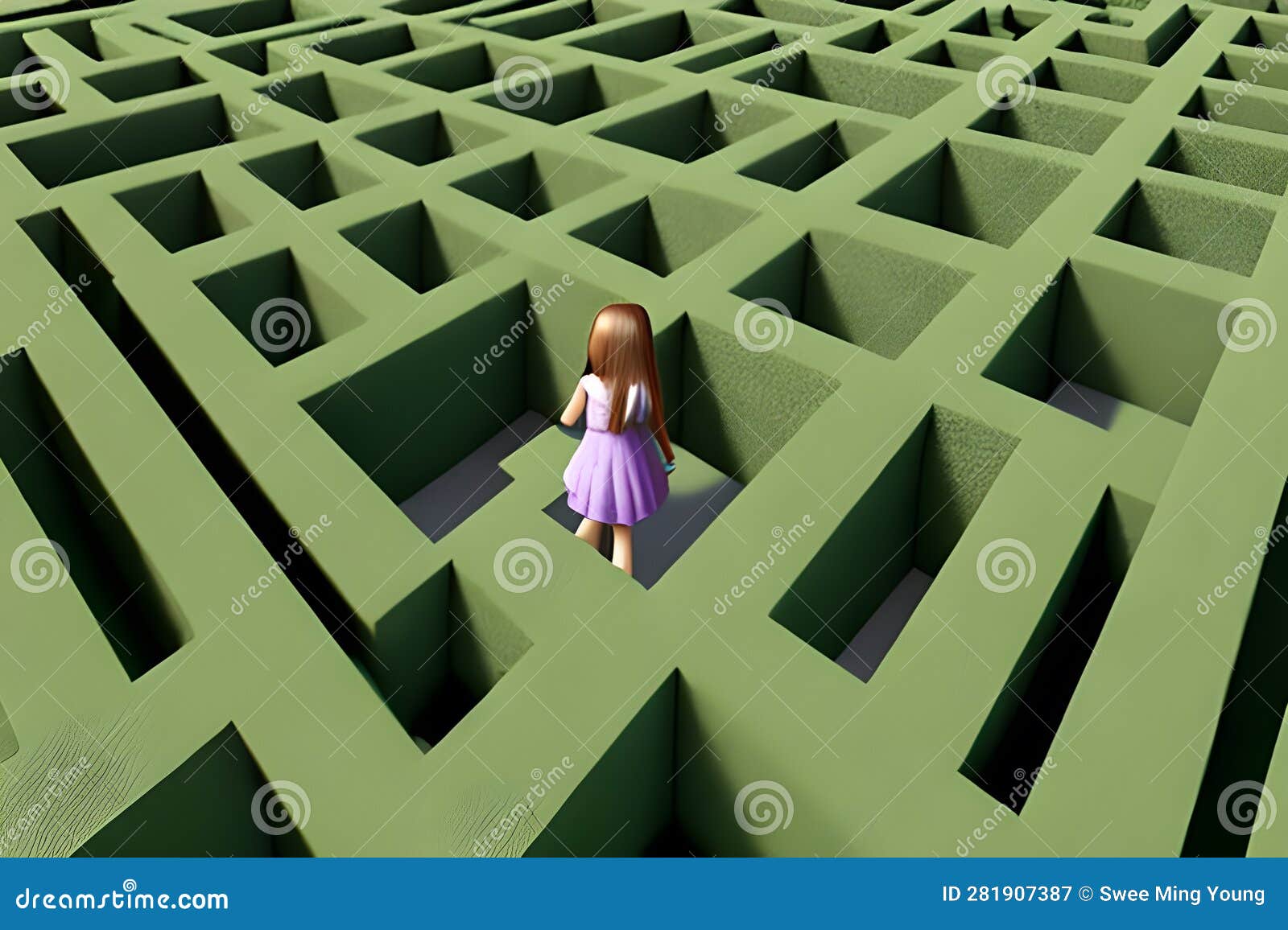 Dwarfed by a Towering 3D Hedge Maze Environment Which Inspired by the ...