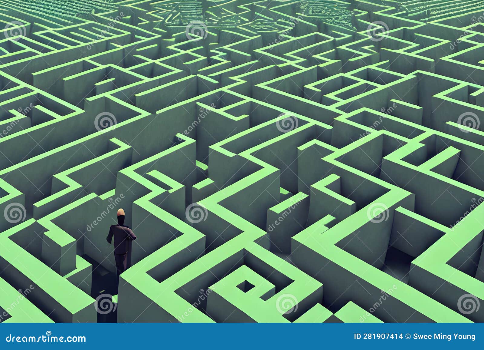 Dwarfed by a Towering 3D Hedge Maze Environment Which Inspired by the ...