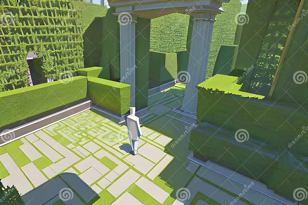 Dwarfed by a Towering 3D Hedge Maze Environment Which Inspired by the ...