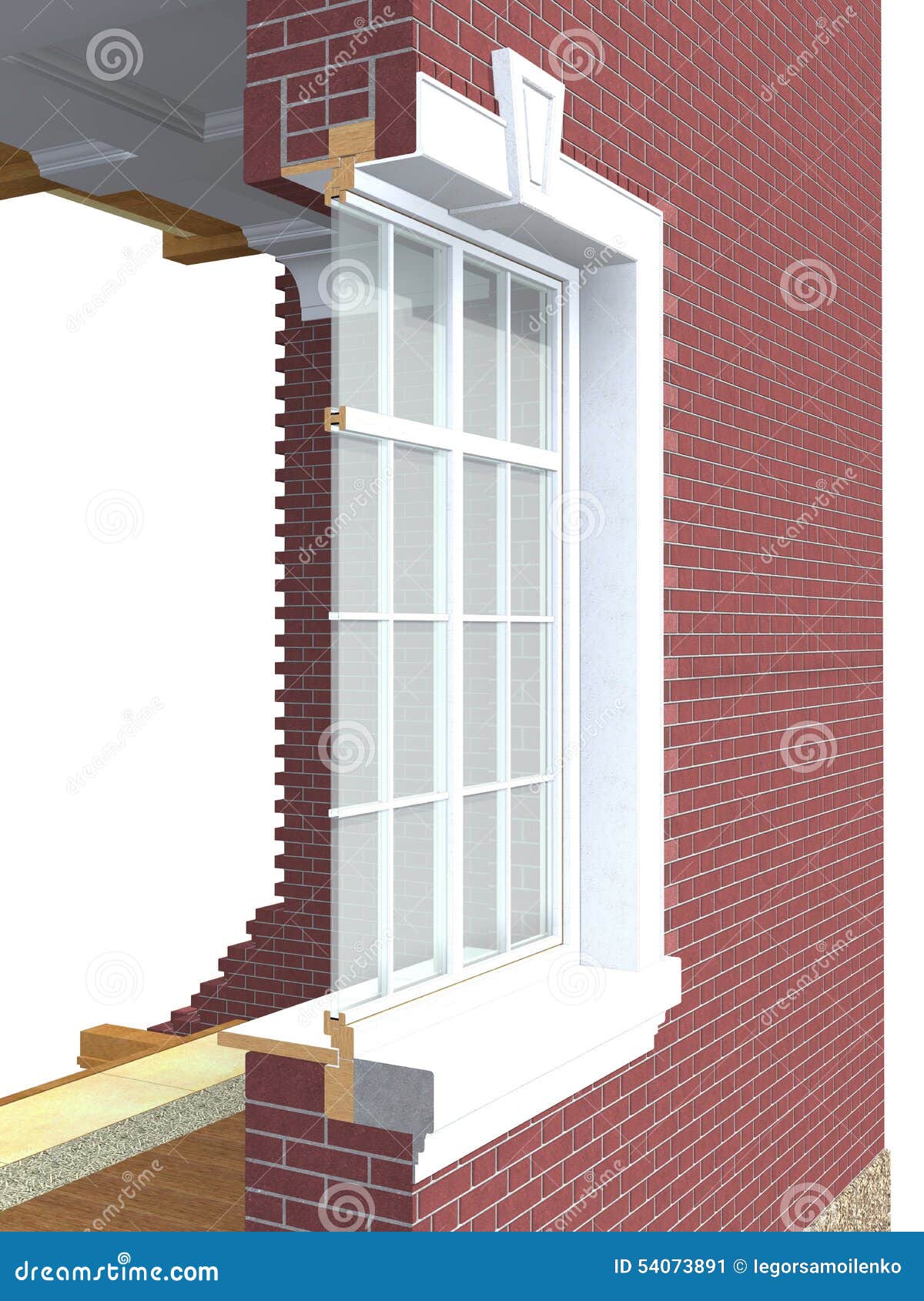 Dwarsdoorsnede Van Houten Venster Stock Illustratie - Illustration of ...