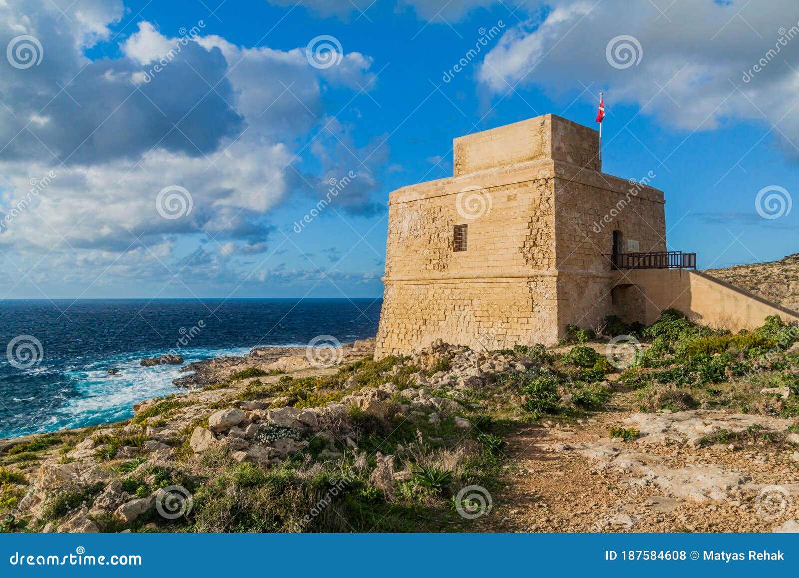 Dwejra Tower on the Island of Gozo, Mal Stock Photo - Image of mountain ...