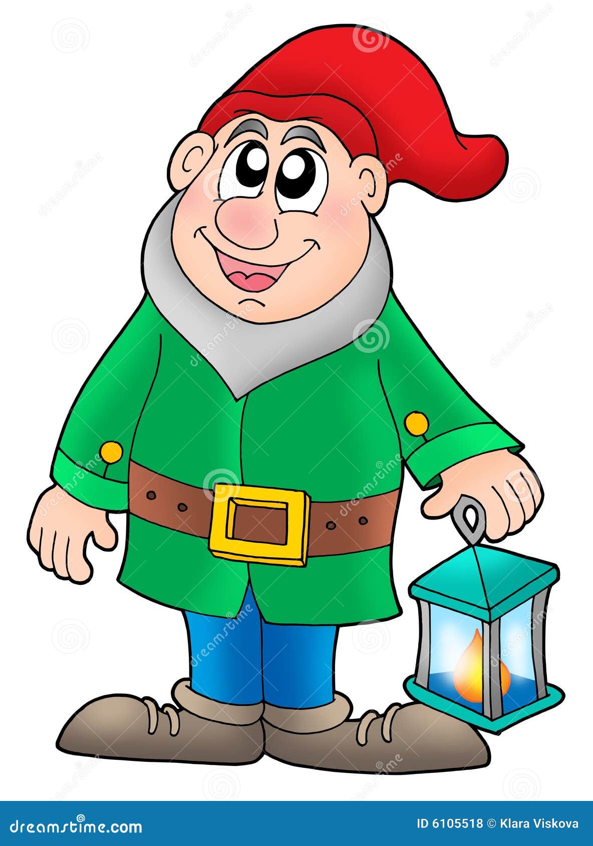 Dwerg met lantaarn stock illustratie. Illustration of geluk - 6105518