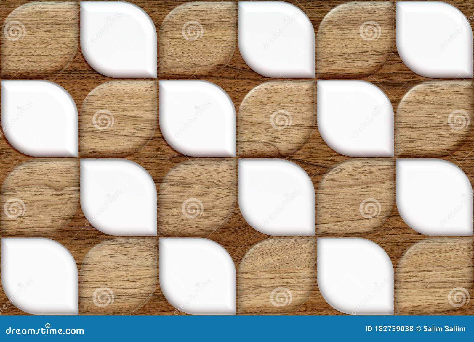 Eco Wood 3d Tiles with White Stone Elements. Material Wood Oak. High ...