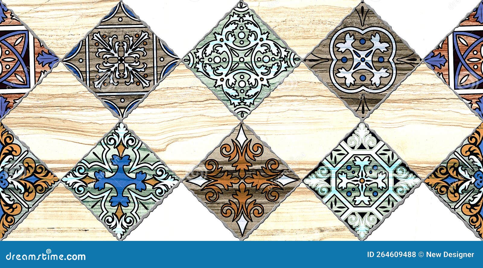 Ceramic Wall Tile Decor with Multi Color Continuous Joint Design. Also ...