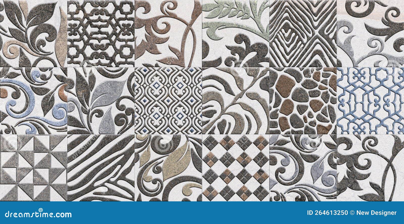 Ceramic Wall Tile Decor with Multi Color Continuous Joint Design. Also ...