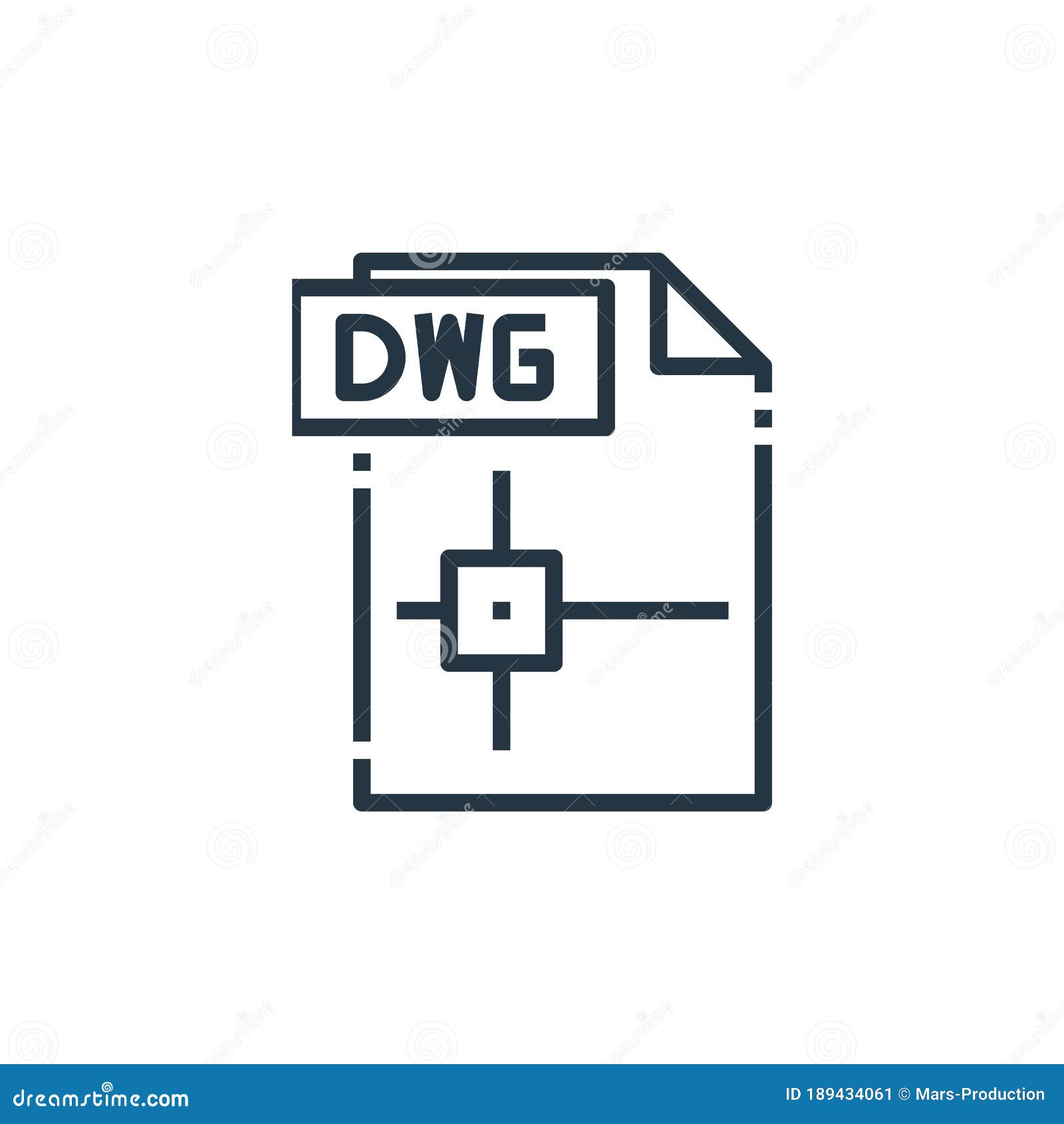 Dwg File Vector Icon Isolated On White Background. Outline, Thin Line ...