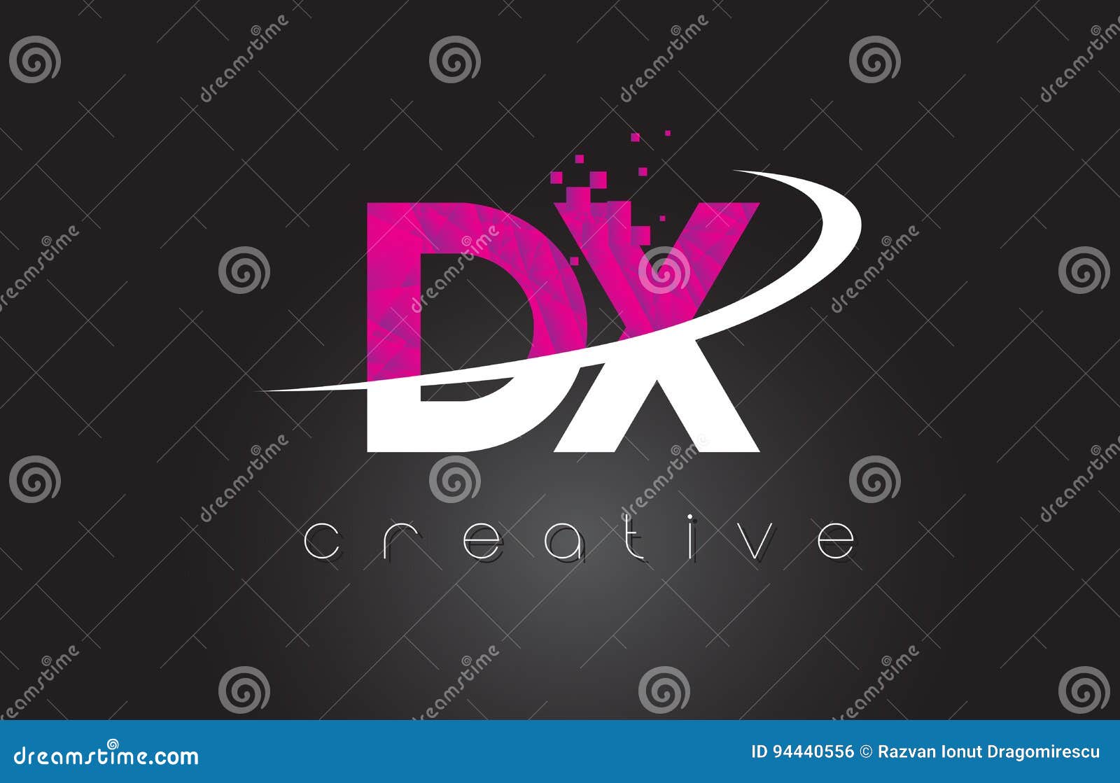 DX D X Creative Letters Design with White Pink Colors Stock Vector ...