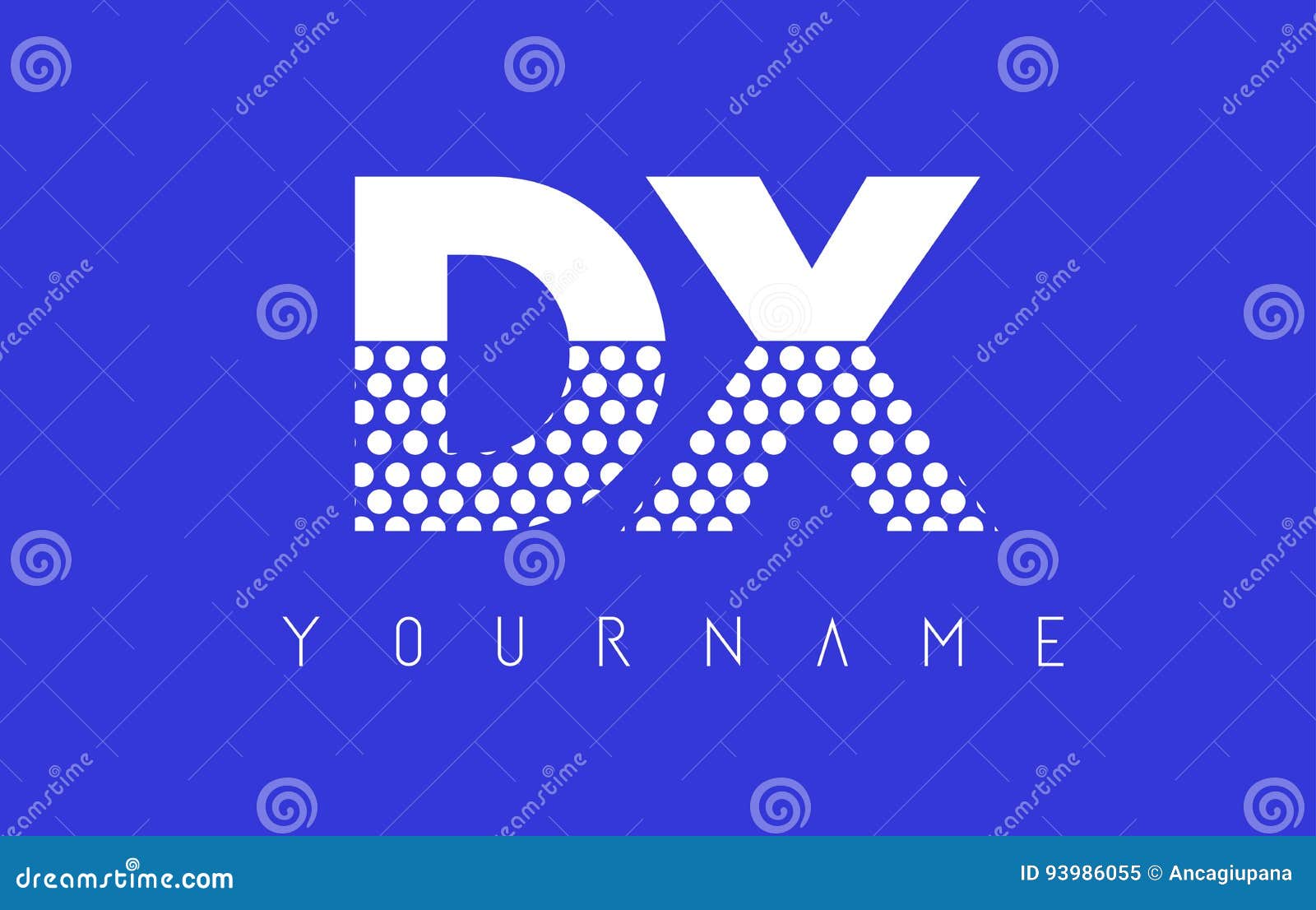DX D X Dotted Letter Logo Design with Blue Background. Stock Vector ...