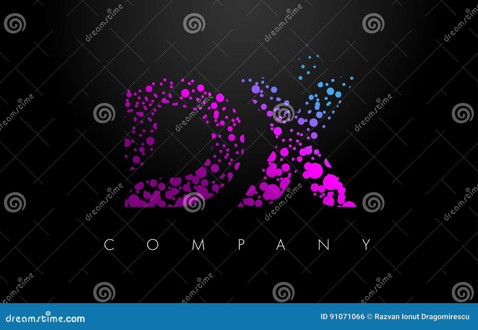 DX D X Letter Logo with Purple Particles and Bubble Dots Stock Vector ...