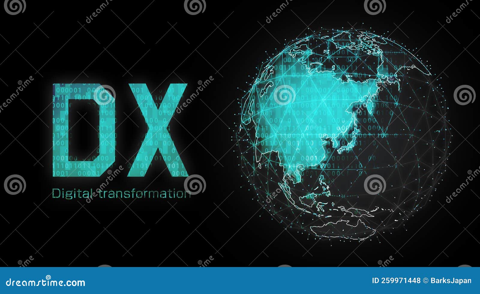 DX Digital Transformation Motif Web Banner Illustration Stock ...