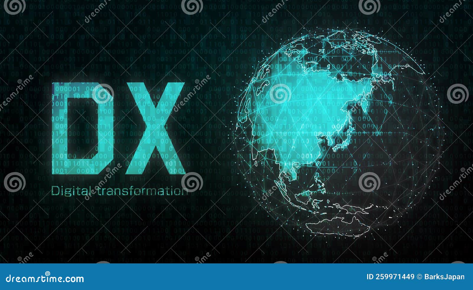 DX Digital Transformation Motif Web Banner Illustration Stock Illustration - Illustration of ...