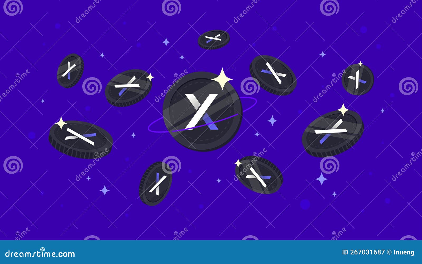 SNP Token Coins Falling From The Sky. SNP Cryptocurrency Concept Banner ...