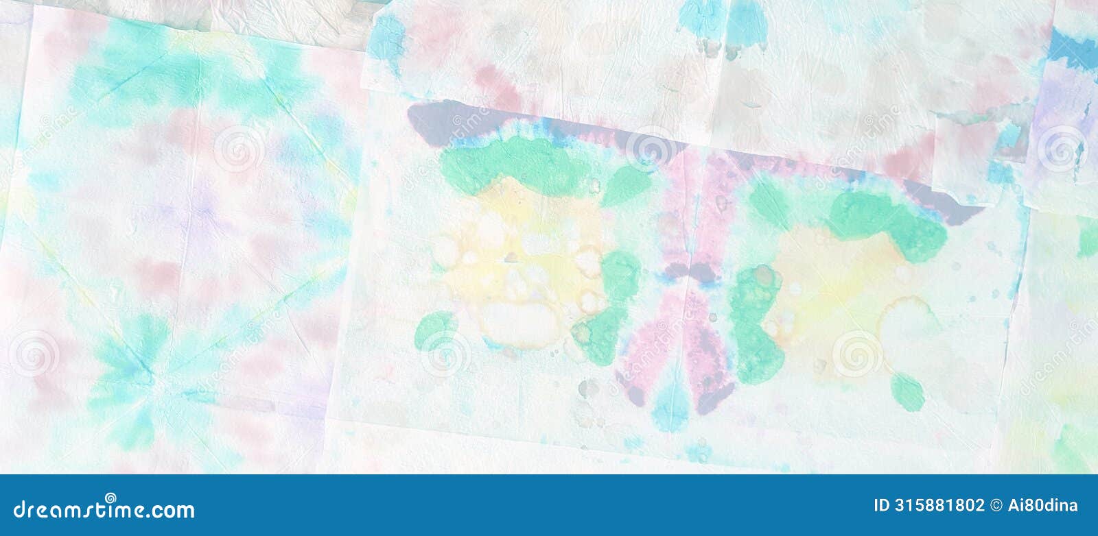Tie Dye Patchwork. Ethnic Texture. Floral Psychedelic Border. Pastel ...
