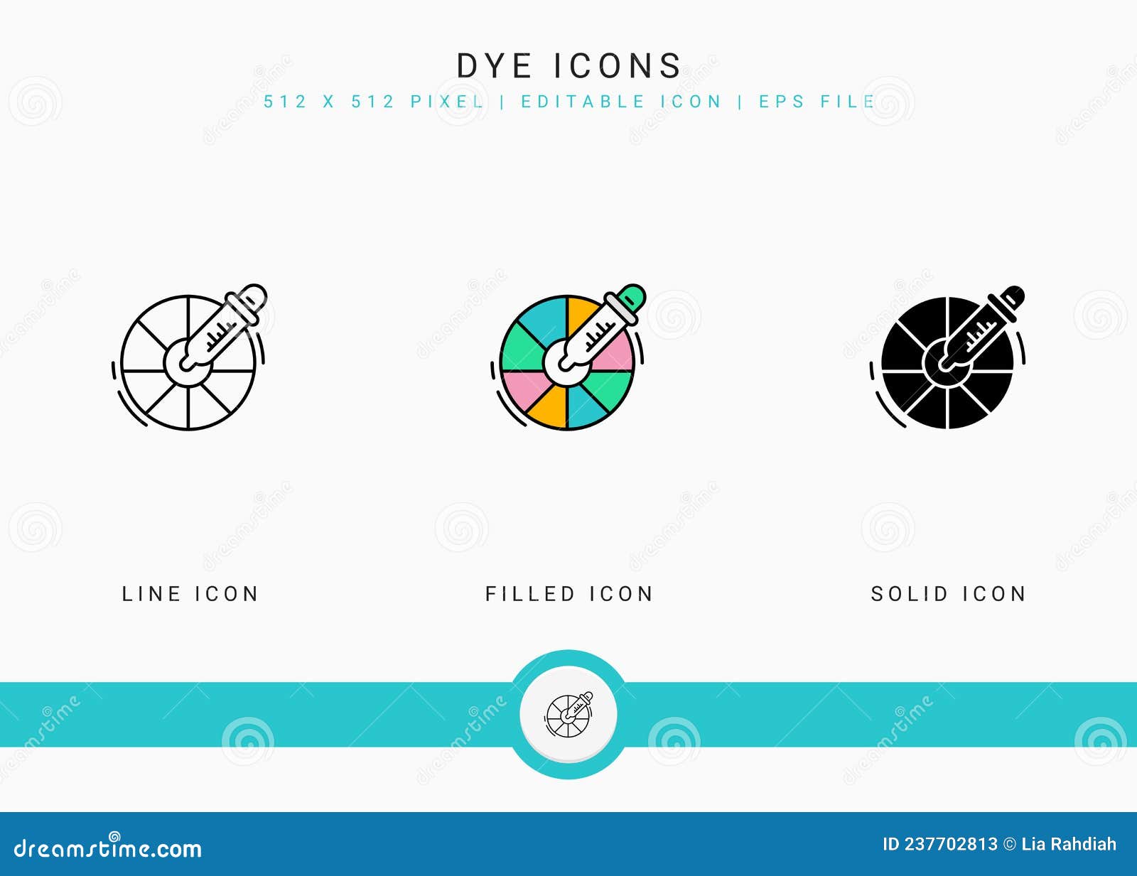 Dye Icons Set Vector Illustration with Solid Icon Line Style. Color ...