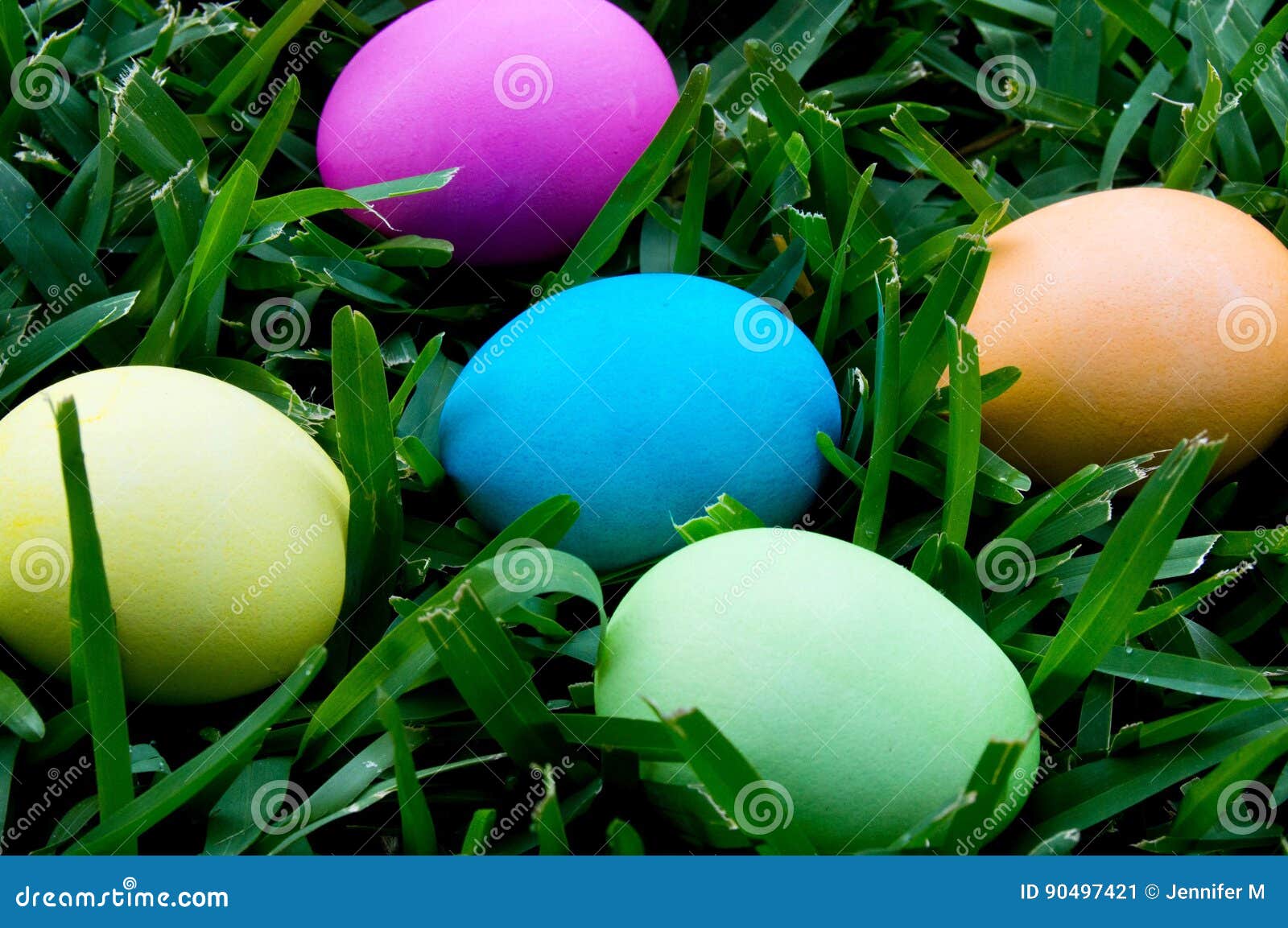 Dyed Easter Eggs in the Grass Stock Image - Image of meadow, holiday ...
