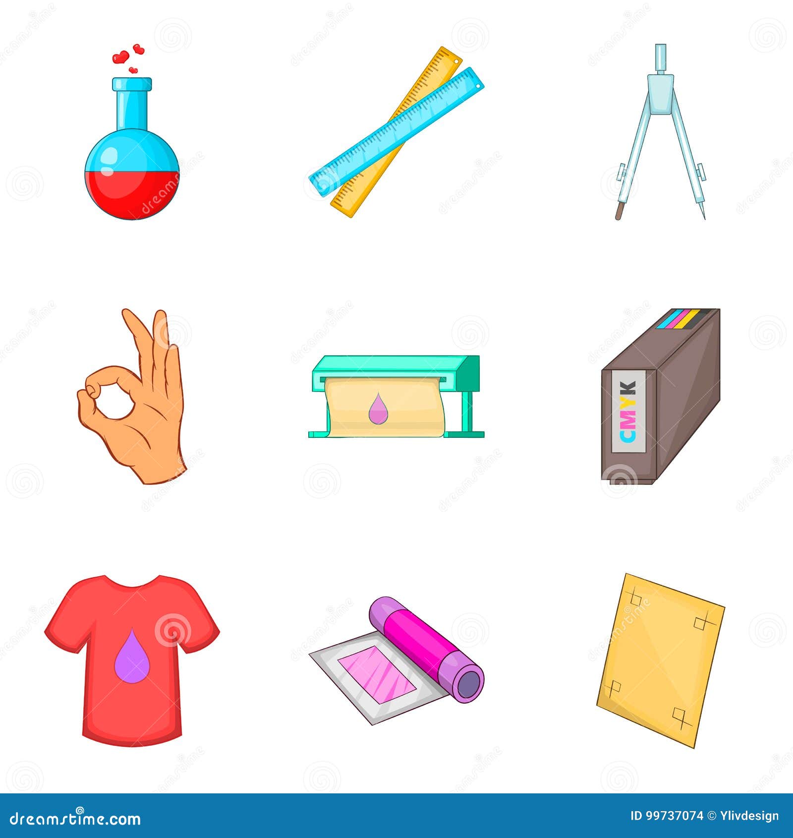 Dyeing Icons Set, Cartoon Style Stock Vector - Illustration of pallet ...