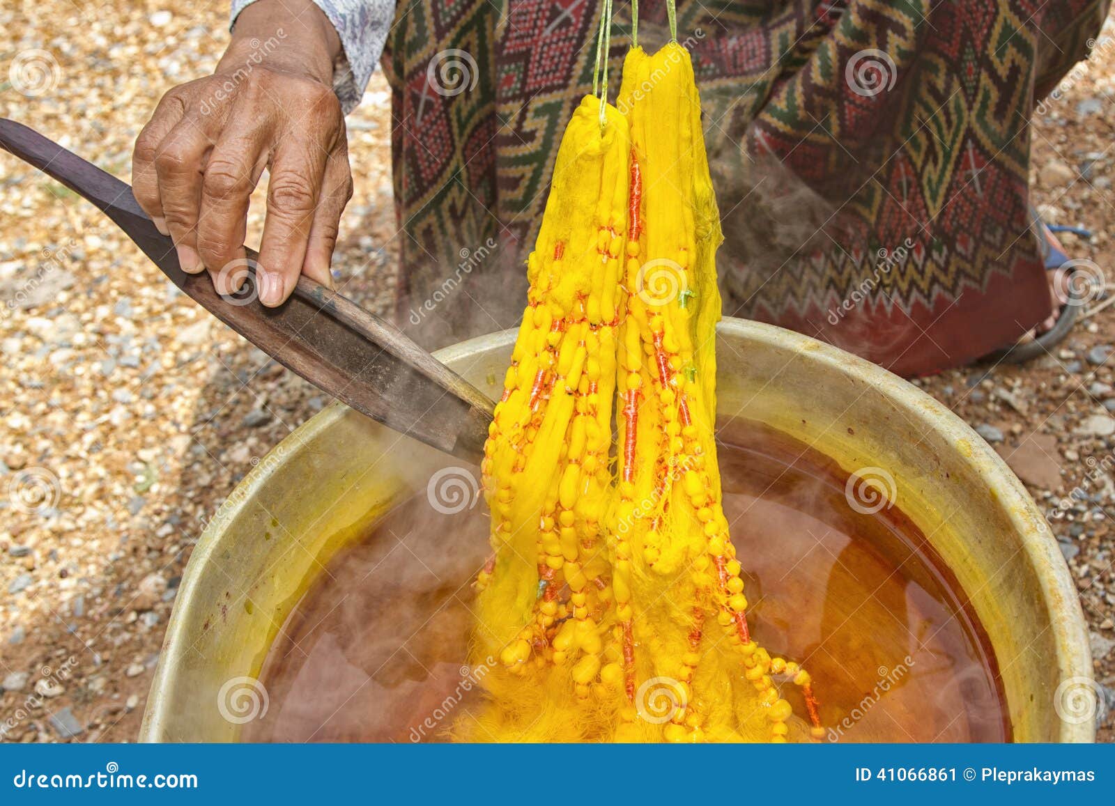 Dyeing Silk. Using Traditional Natural Materials Stock Image - Image of ...