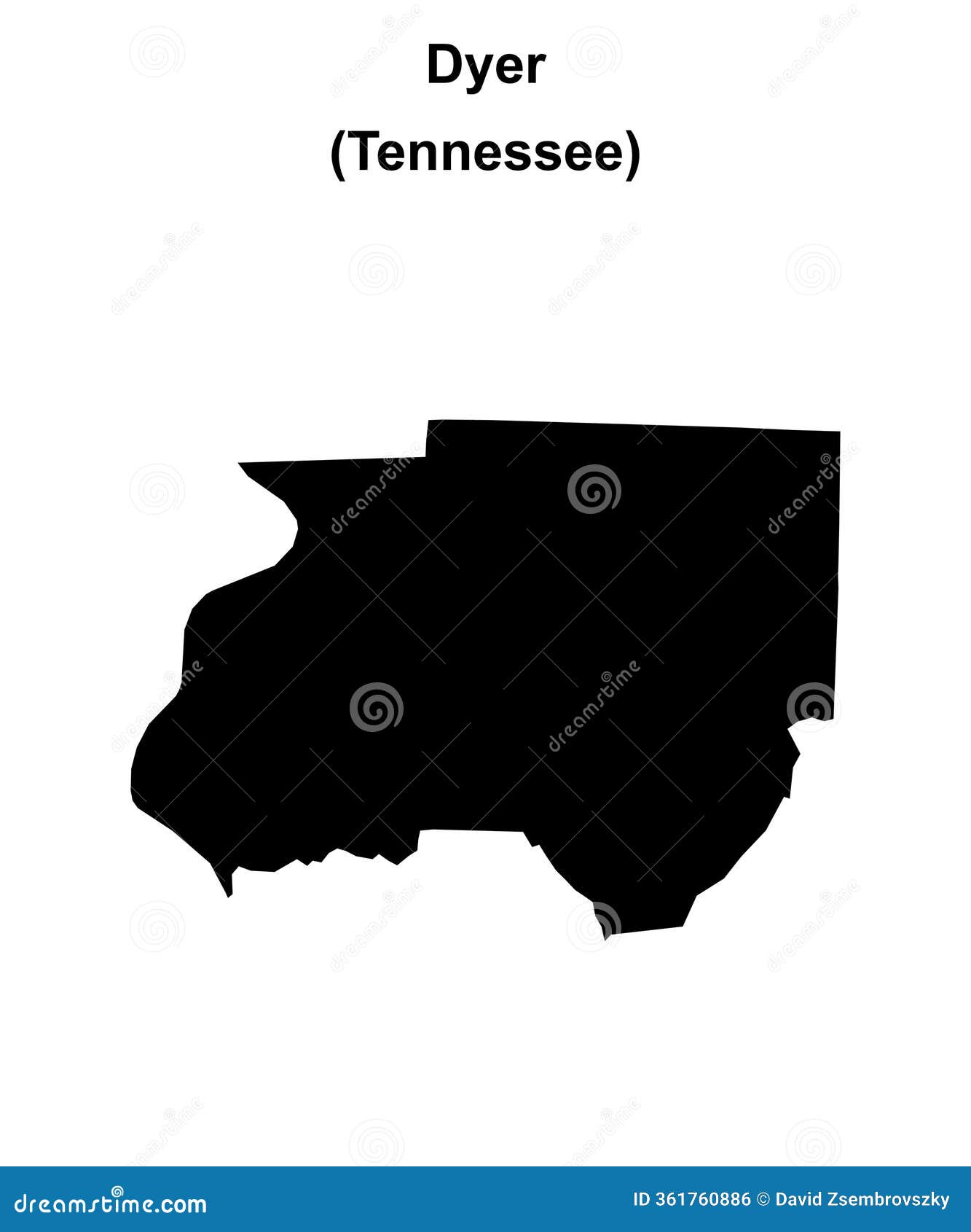 Map Of Dyer County In Tennessee State On White Background. Single ...