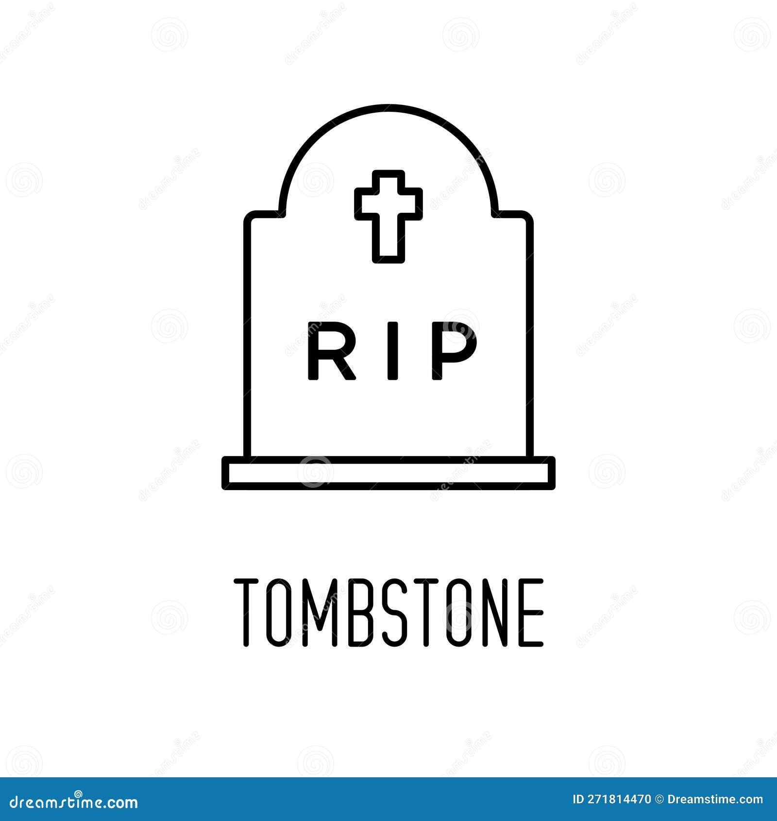 Headstone, Tombstone Line Icon, Outline Vector Sign, Linear Style ...