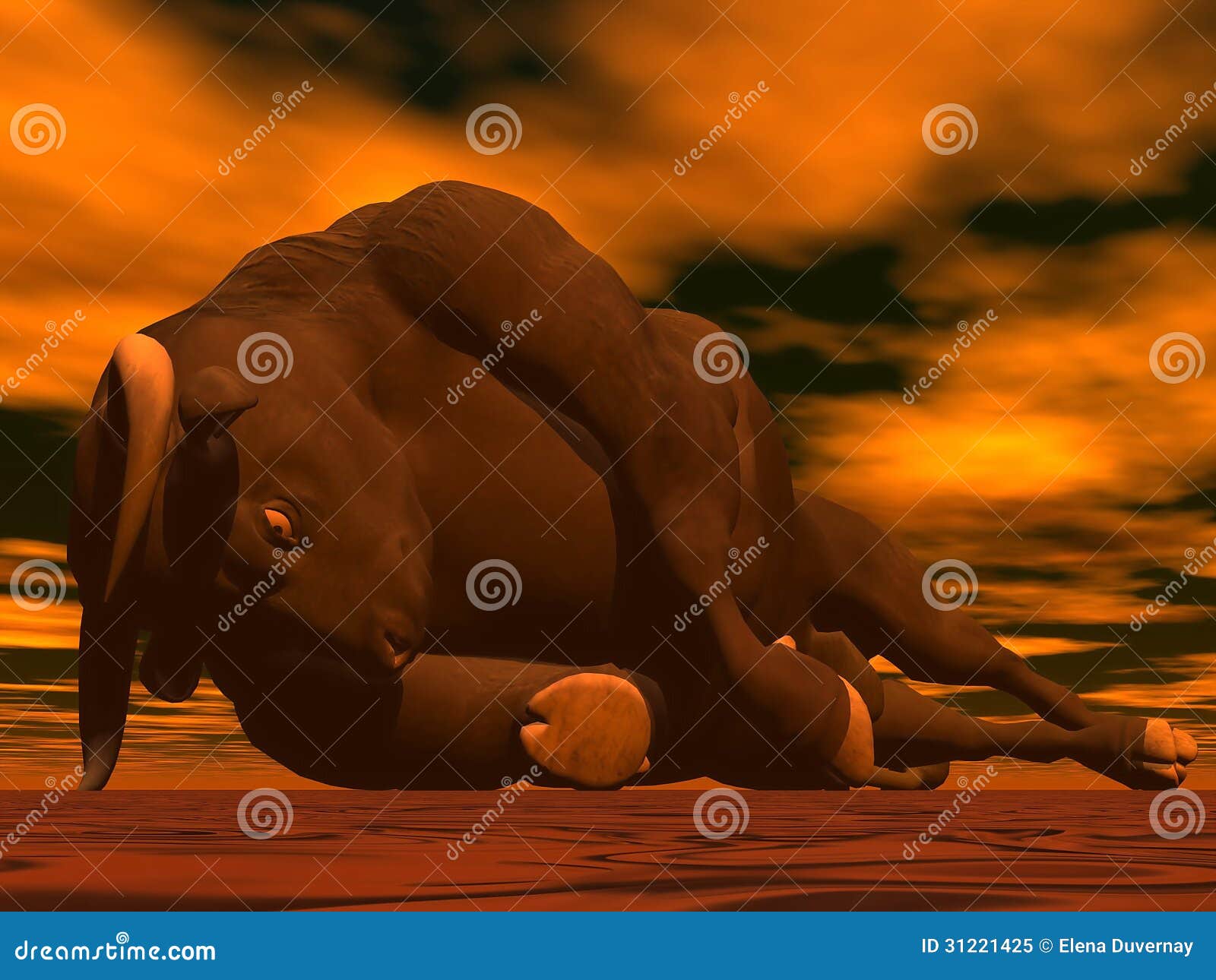 Dying bull - 3D render stock illustration. Illustration of corrida ...