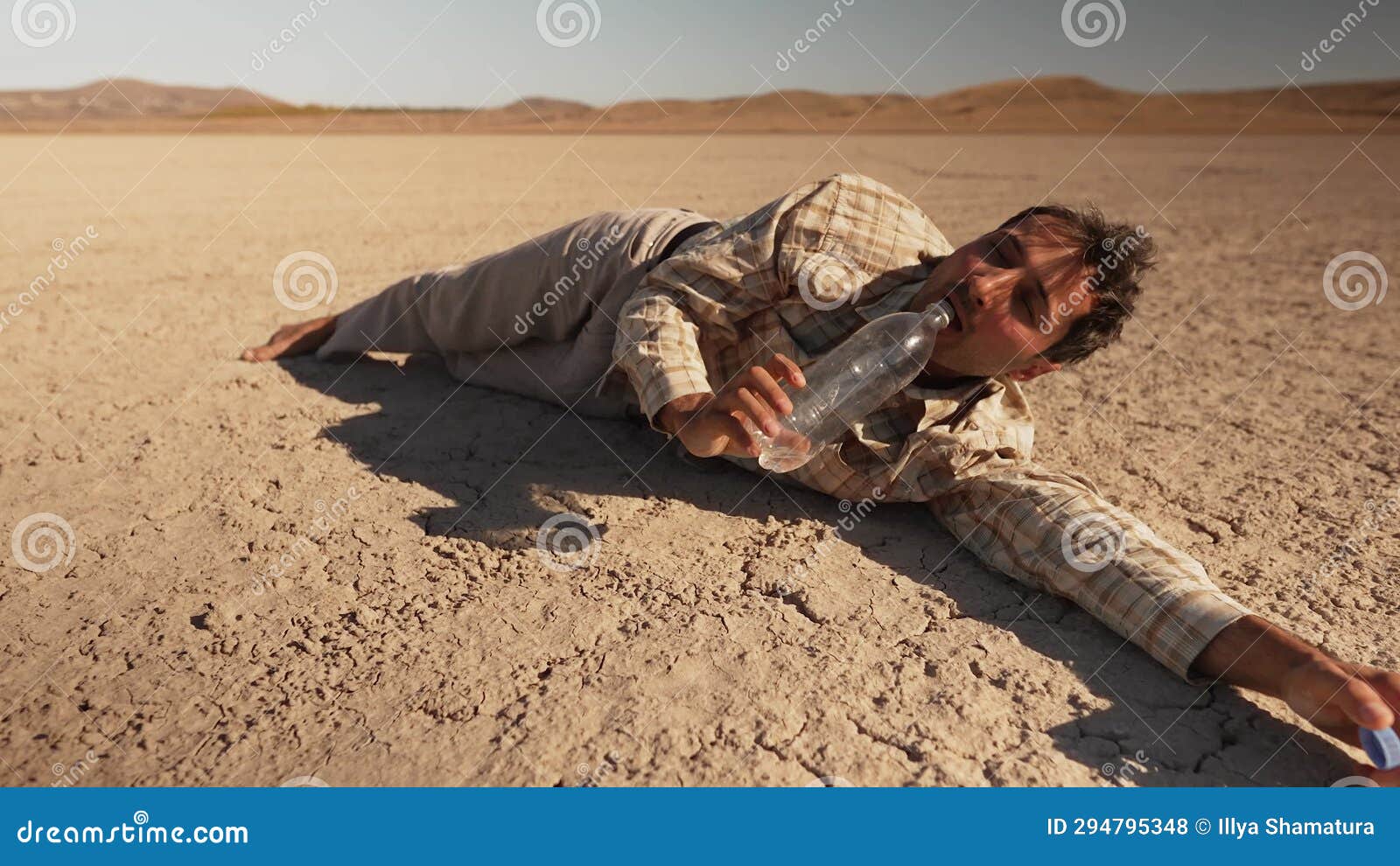 Dying Man in the Desert Drinks His Last Water Stock Footage - Video of ...