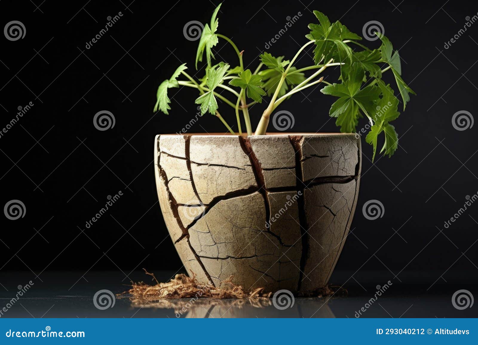 Dying Plant in a Cracked Pot Stock Photo - Image of houseplant ...