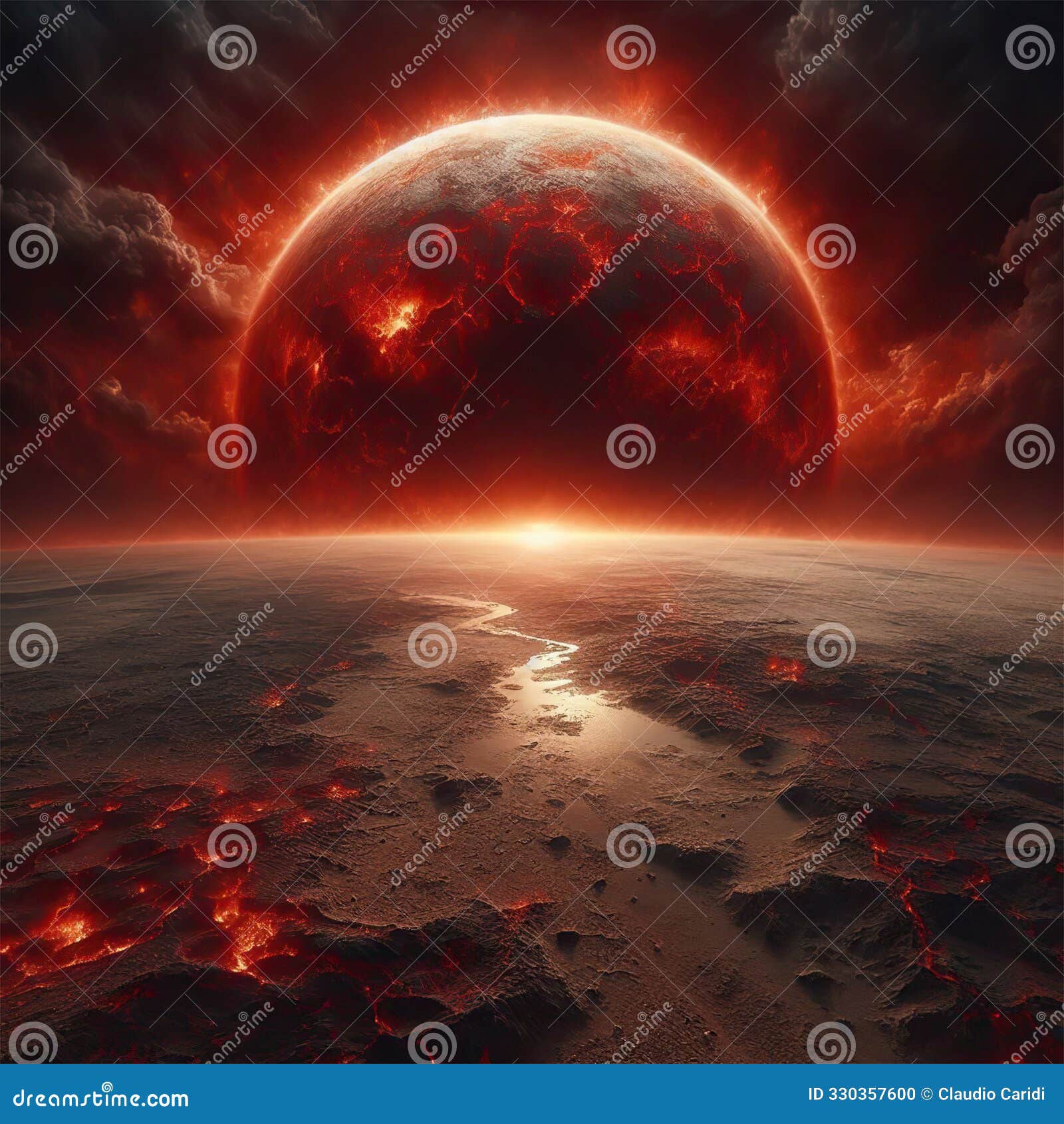 A Dying Sun Swollen Into A Red Giant Star Casting Doom Upon Earth ...
