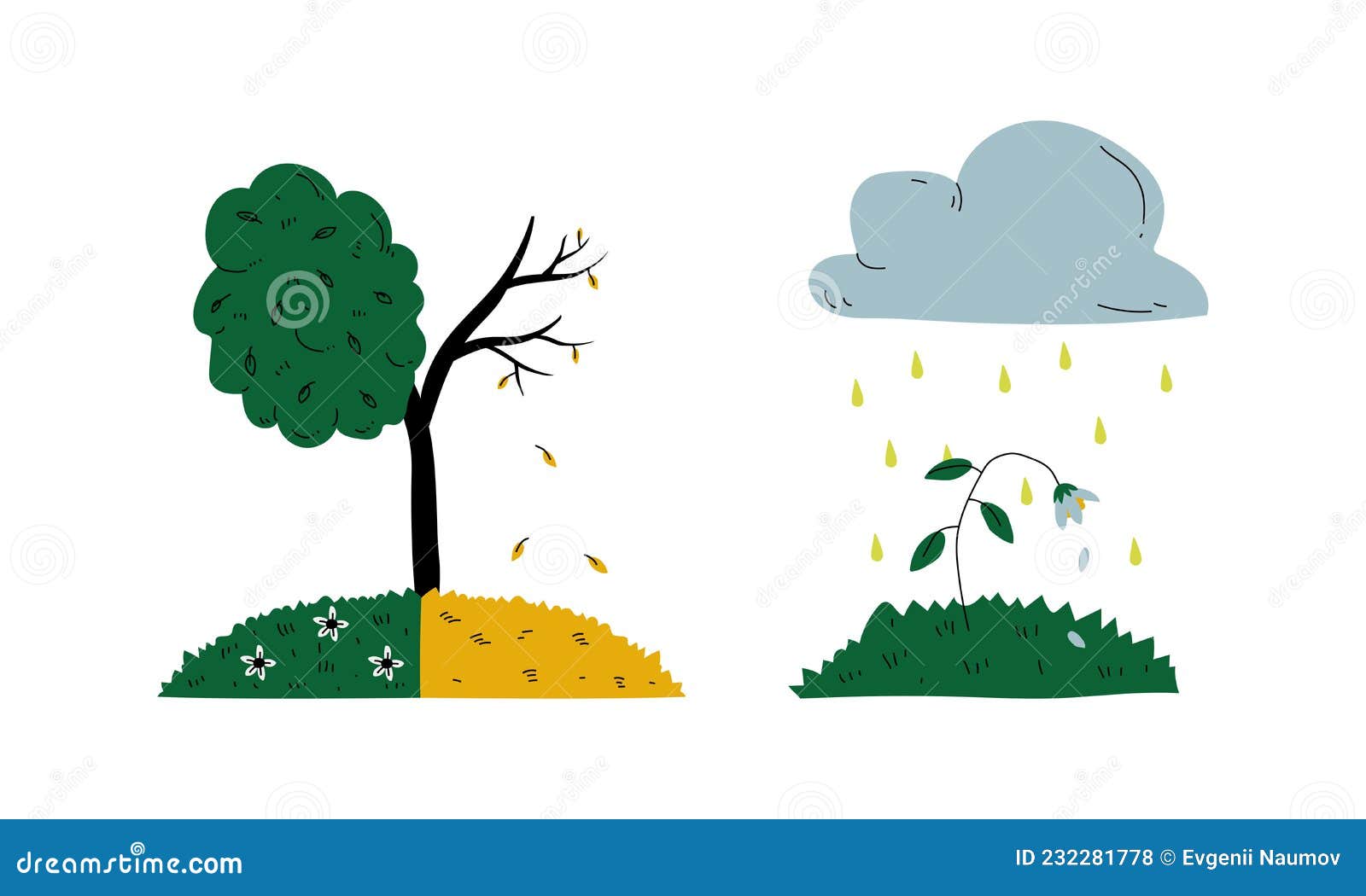 Dying Tree and Flower because of Toxic Fallout Vector Set Stock Vector ...