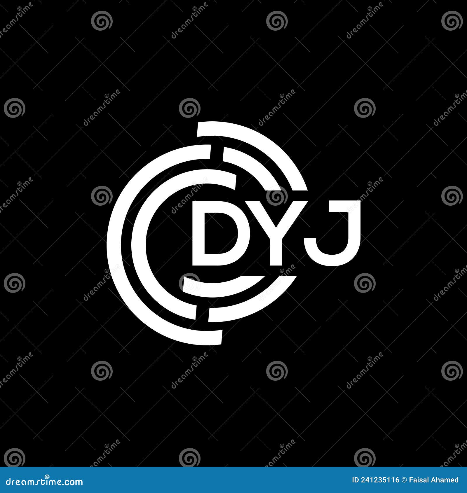 DYJ Letter Logo Design on Black Background. DYJ Creative Initials ...