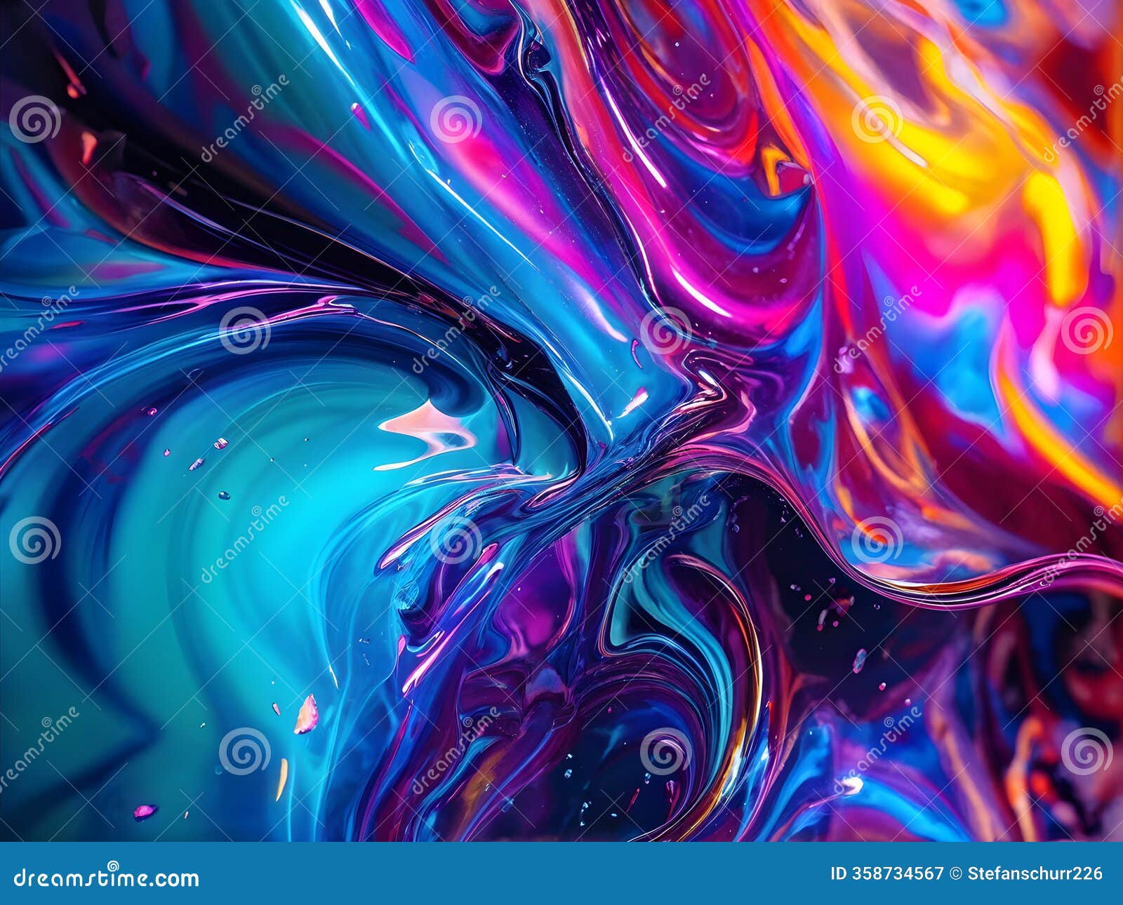 Dynamic Abstract Background with Swirling Liquid Patterns and Colorful ...
