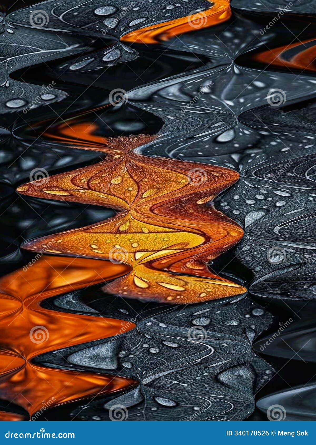 Dynamic Abstract Fluid Art with Orange and Black Ripple Effect on ...