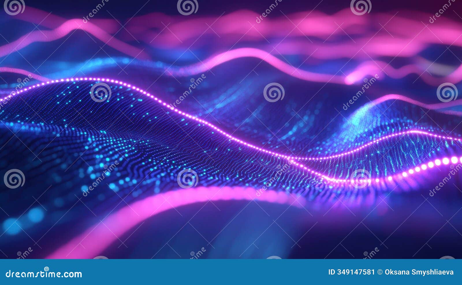 Dynamic Abstract Neon Light Waves Background with Futuristic Technology ...
