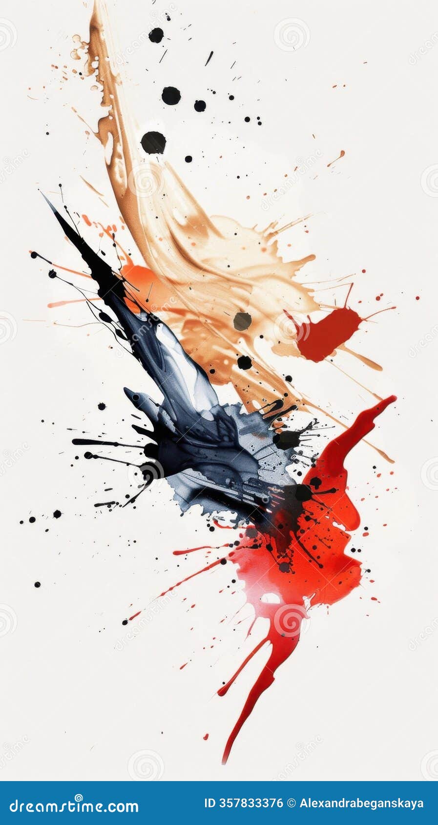 Dynamic Abstract Paint Splatter in Red, Black, and Beige Tones Stock ...