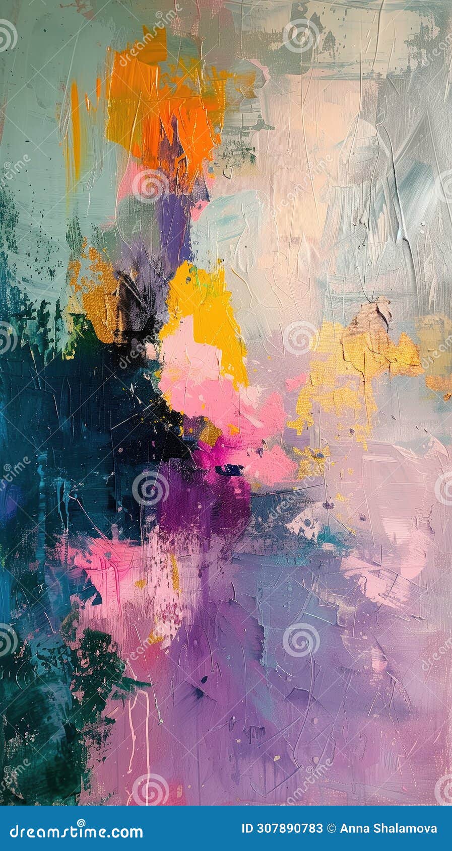 Dynamic Abstract Painting with Pastel Colors and Expressive Strokes ...