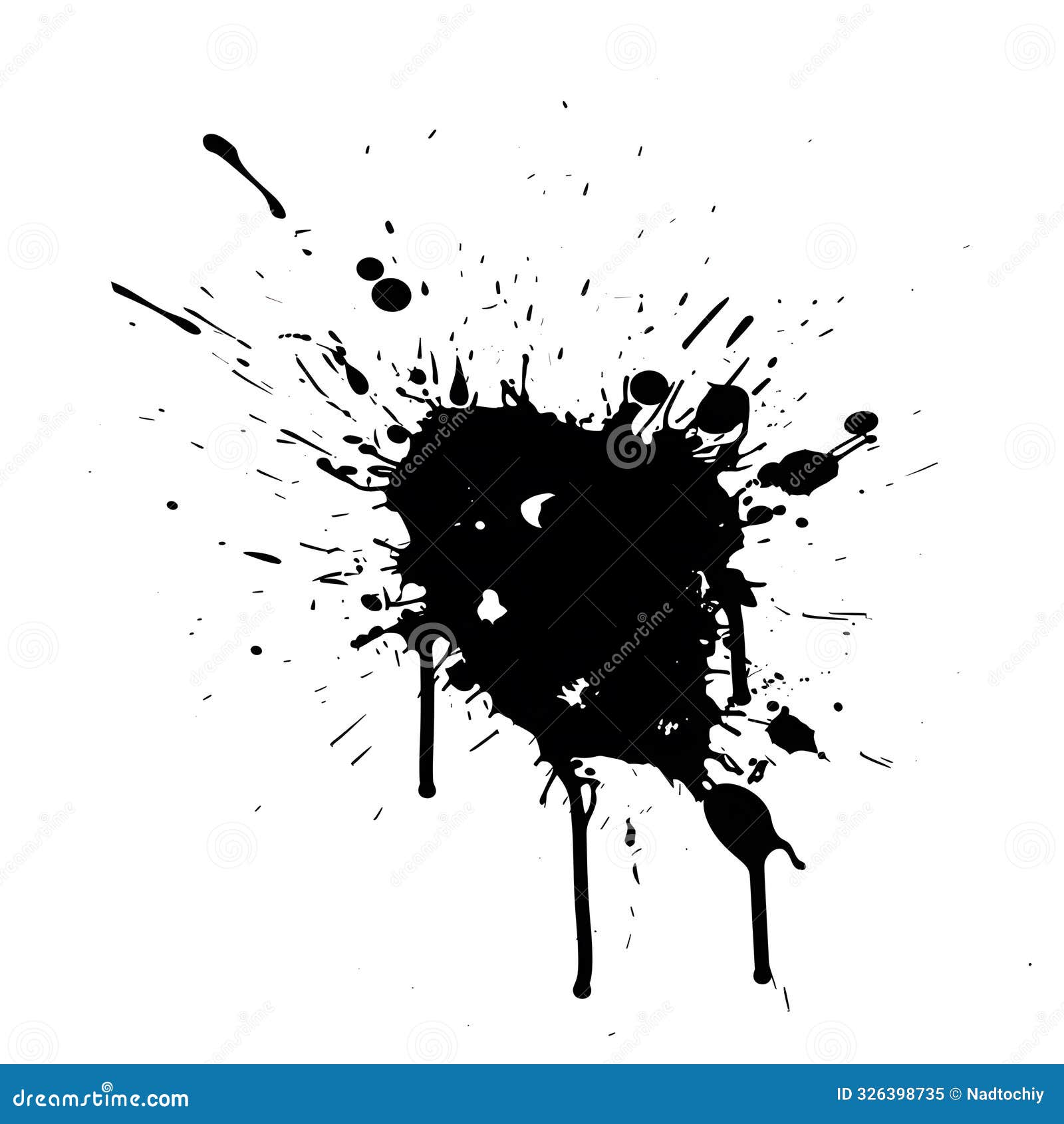 Dynamic Abstract Pattern Created with a Black Ink Splatter Stock ...