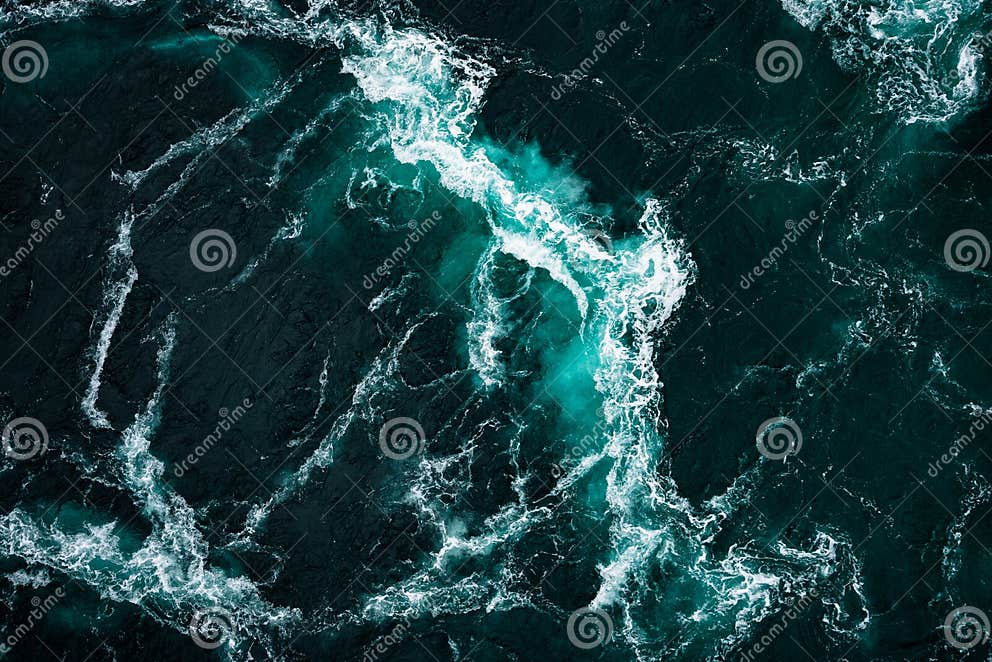 Dynamic Abstract Patterns of Sea Waves in the Deep Ocean, Displaying a ...
