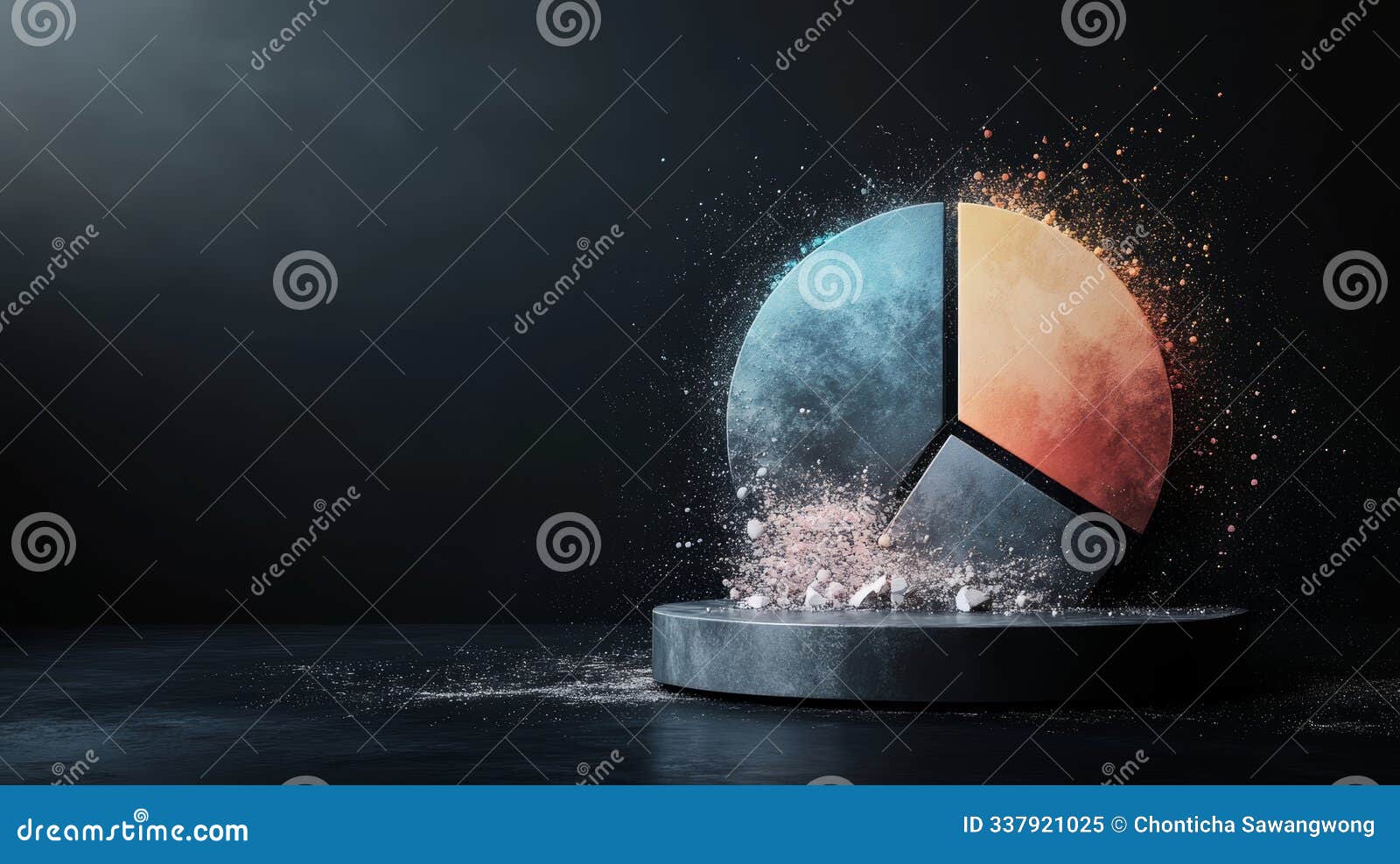 Dynamic Abstract Pie Chart with Vibrant Colors Splashing Against a Dark ...