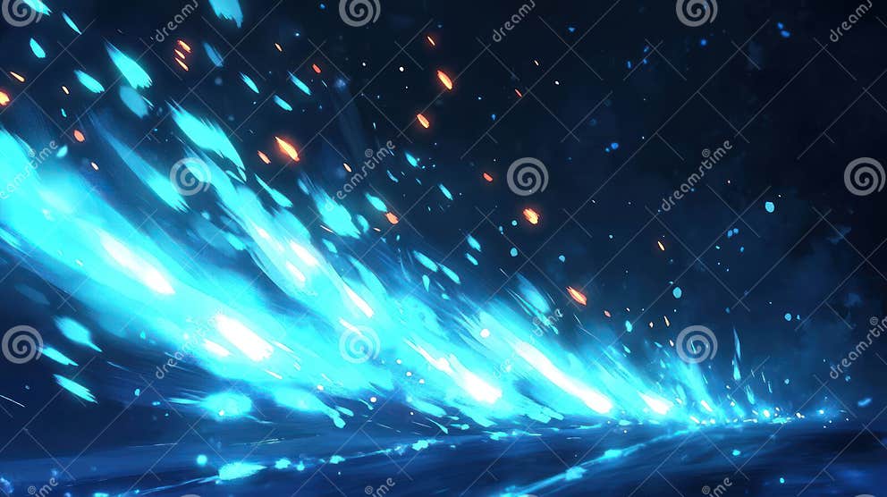 A Dynamic Abstract Representation of Flowing Blue Light with Hints of ...