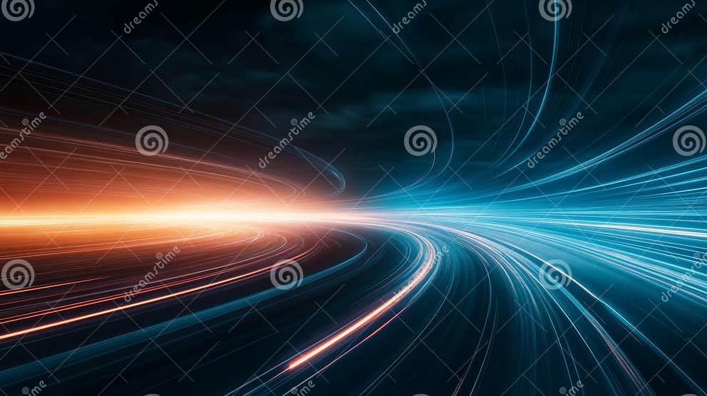 A Dynamic Abstract Representation of Light Trails in Blue and Orange ...