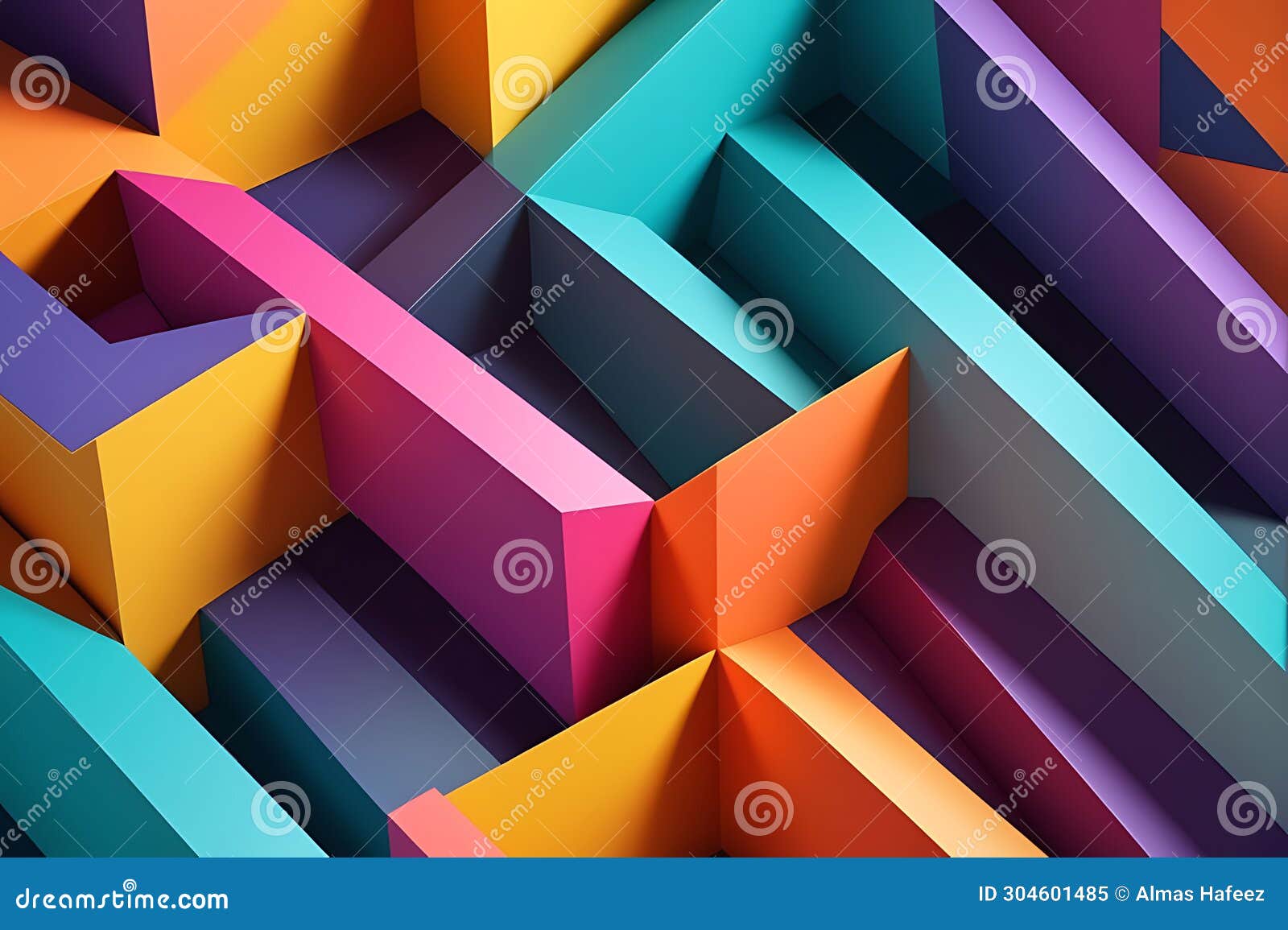 Dynamic Abstraction: 3D Background with Geometric Shapes Twisting and Overlapping in a Non ...