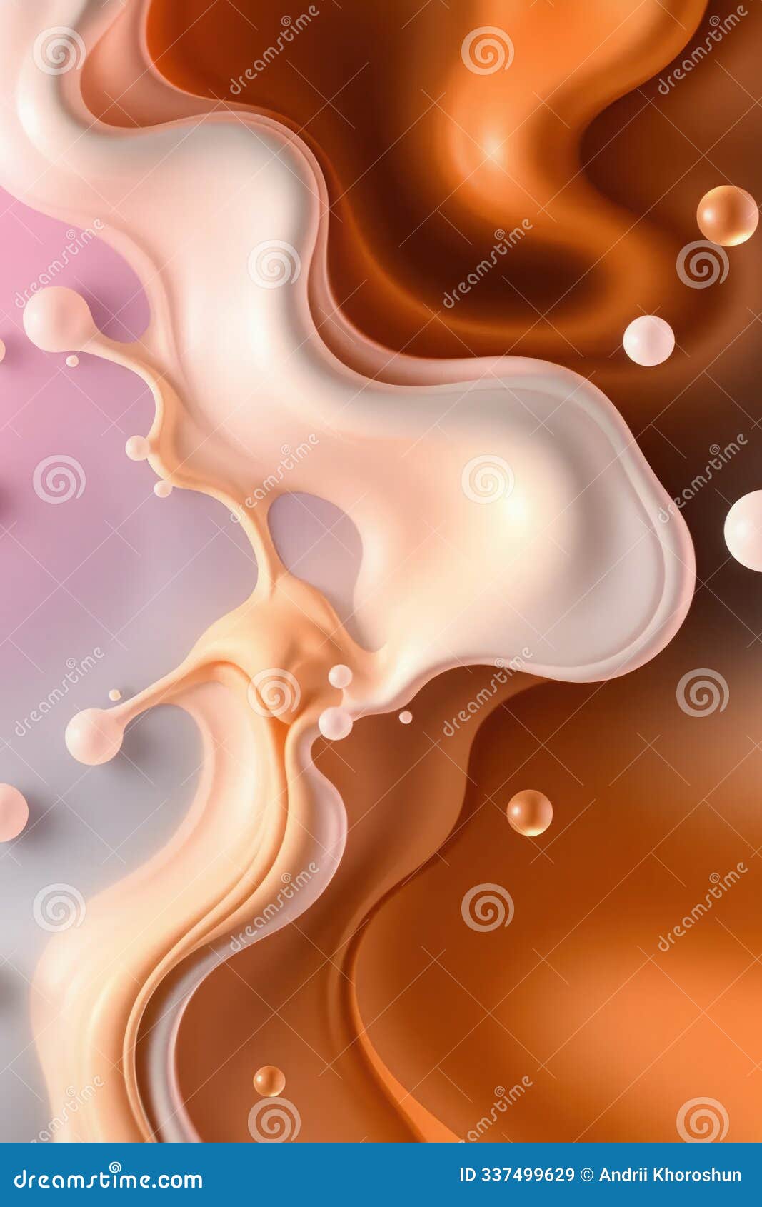 Dynamic Abstraction with Flowing Milk and Coffee Shapes Stock Image ...