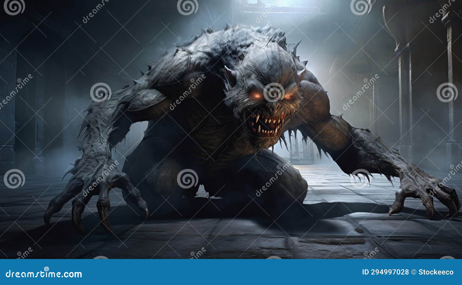 Dynamic and Action-packed Monster in Death Strike Pose Stock ...